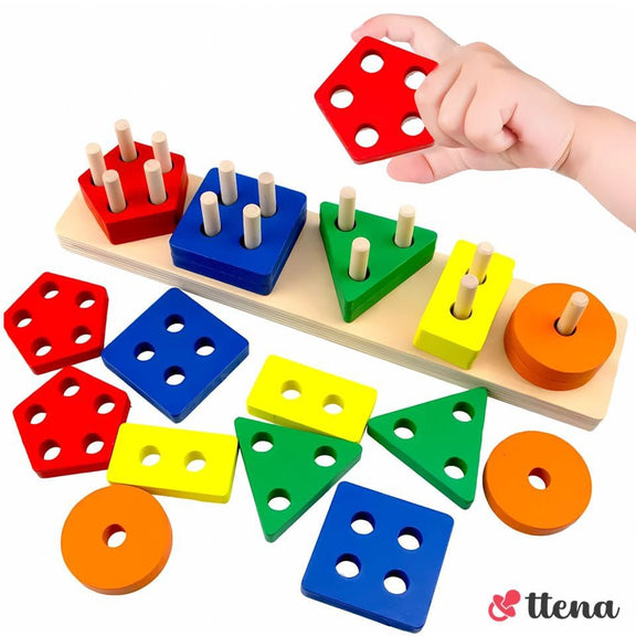 لعبة تطابق الأشكال الهندسية للأطفال – 20 قطعة تعليمية – SulDex